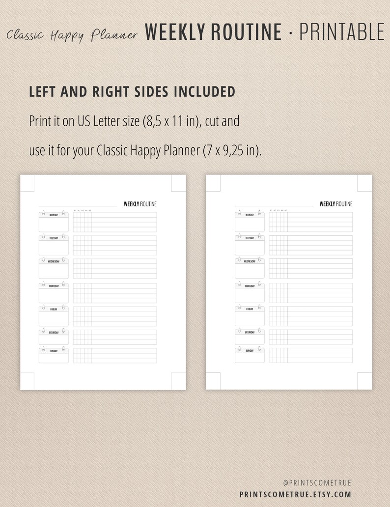 Flylady Weekly Routine for Classic Happy Planner Control - Etsy