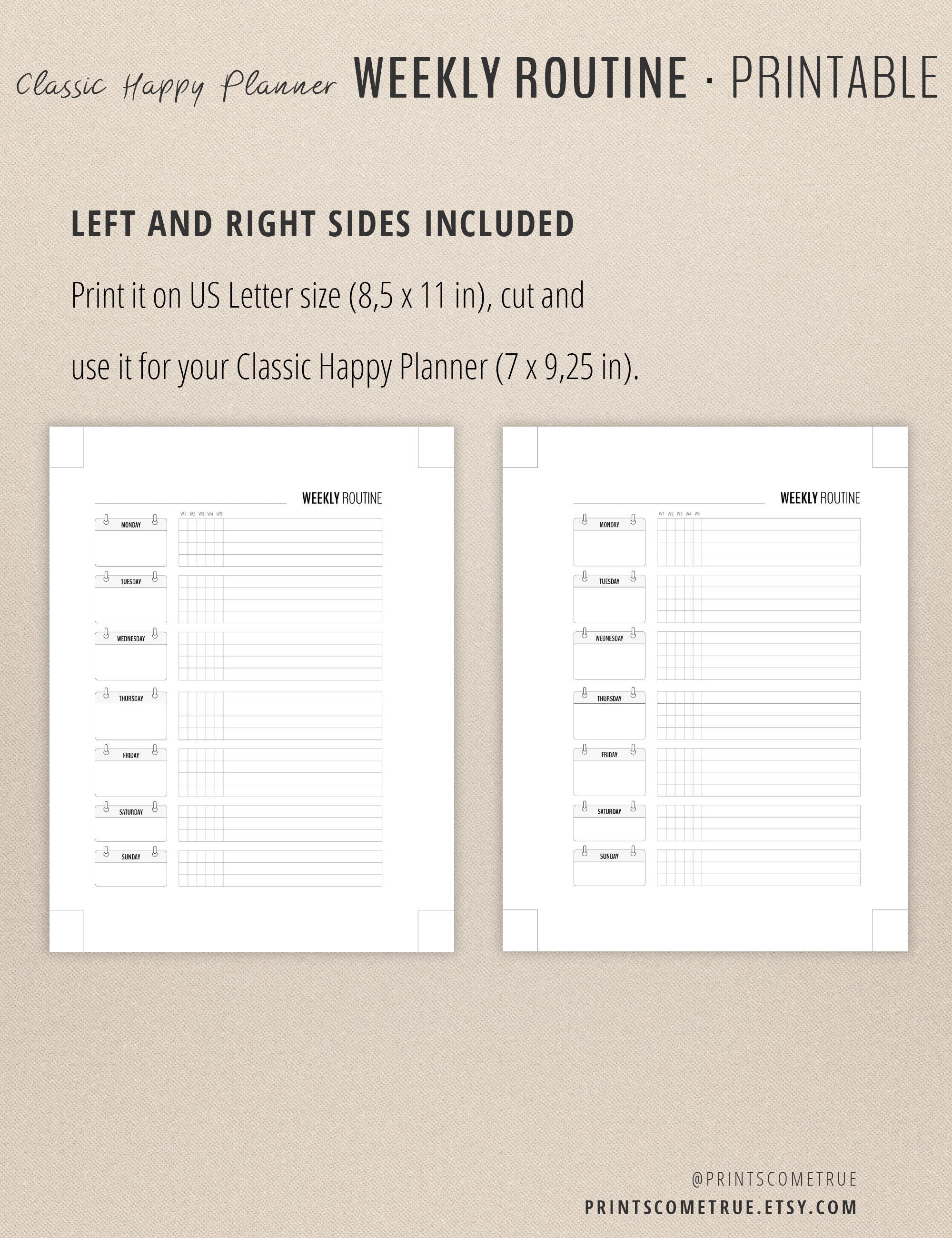 Flylady Weekly Routine for Classic Happy Planner Control - Etsy