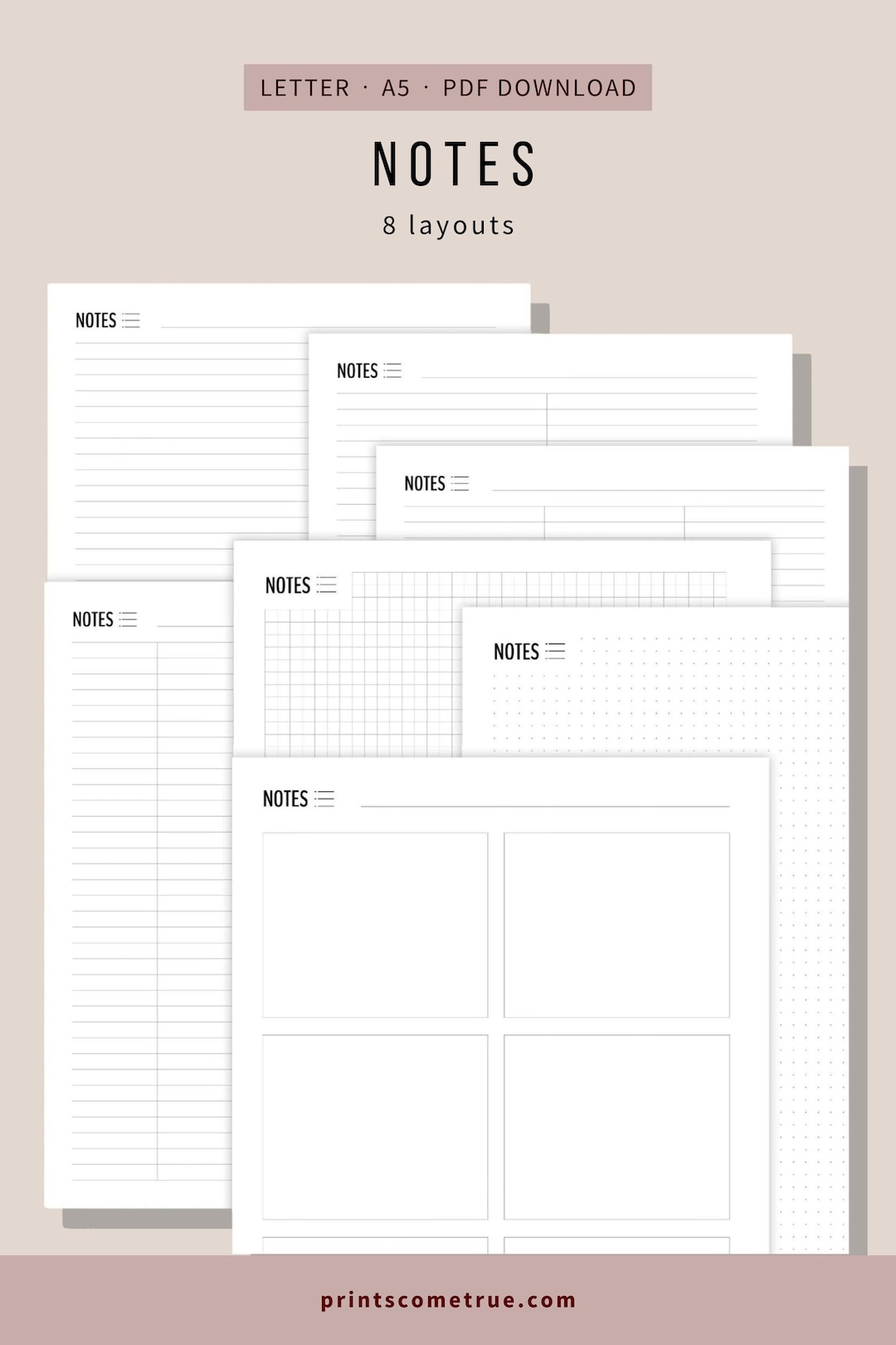 Ruled, Squared, Dotted, Grid Note Templates Levenger Circa Refill ...