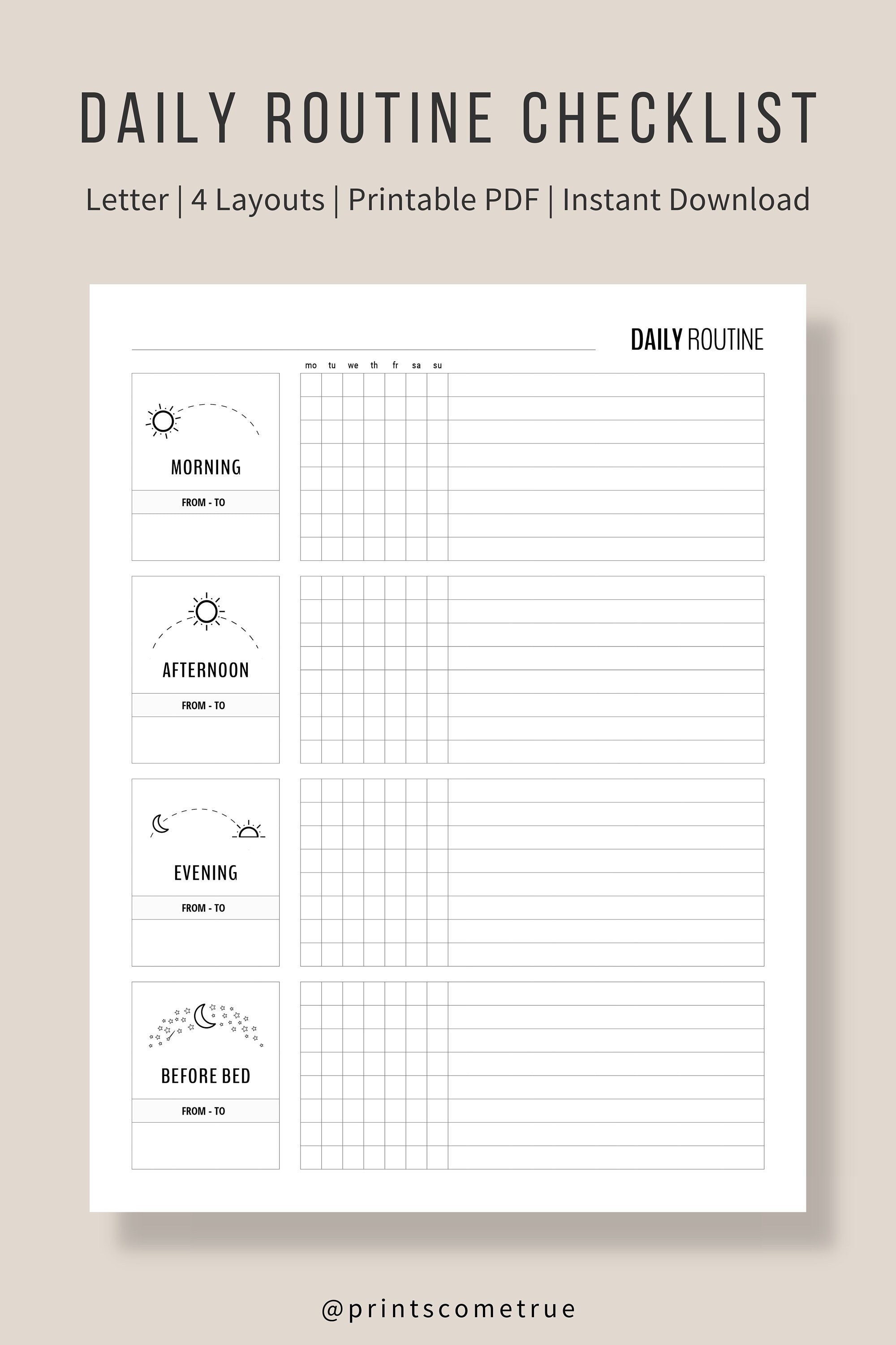 Daily Routine Checklist for Flylady Control Journal Morning - Etsy