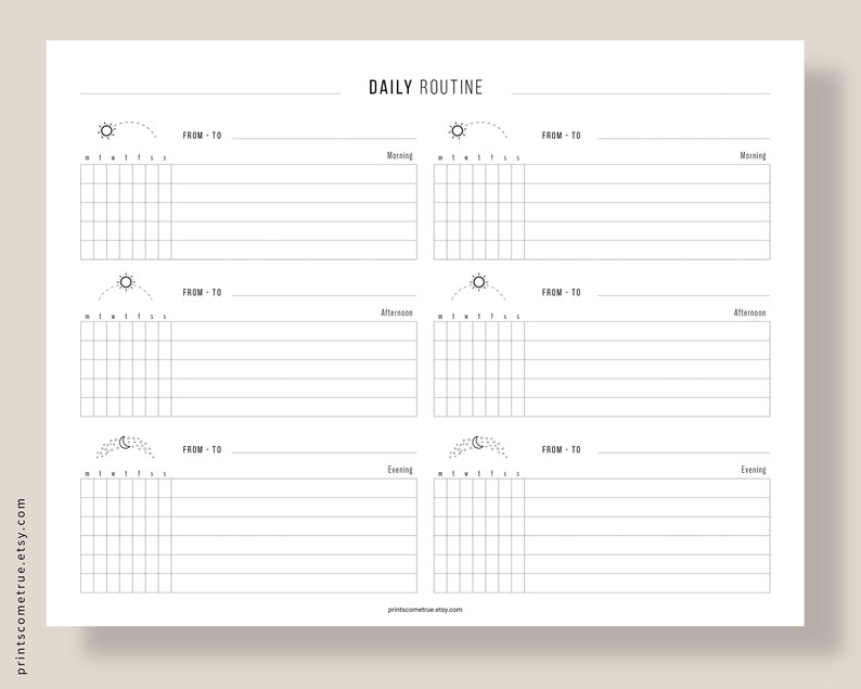 Daily Routine Chart for Kids Morning and Bedtime Routine Templates ...