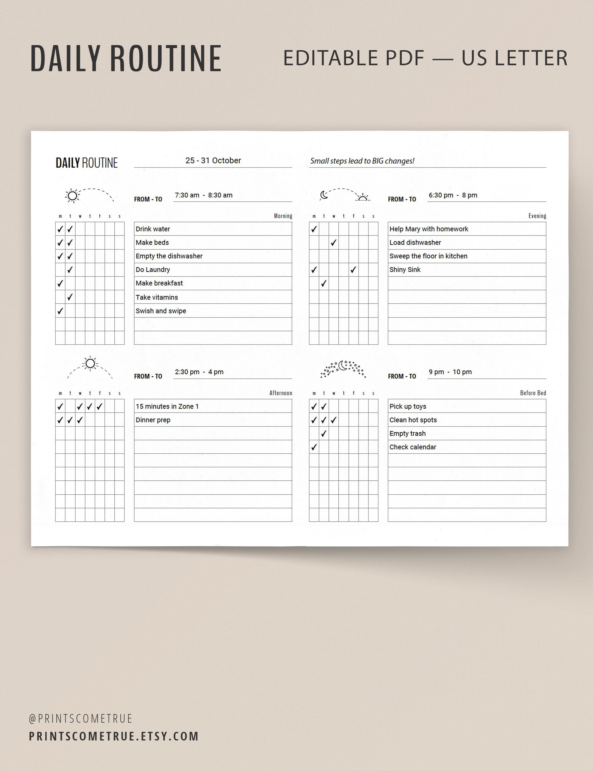 Daily Routine Checklist | Morning Routine for Flylady Control Journal ...