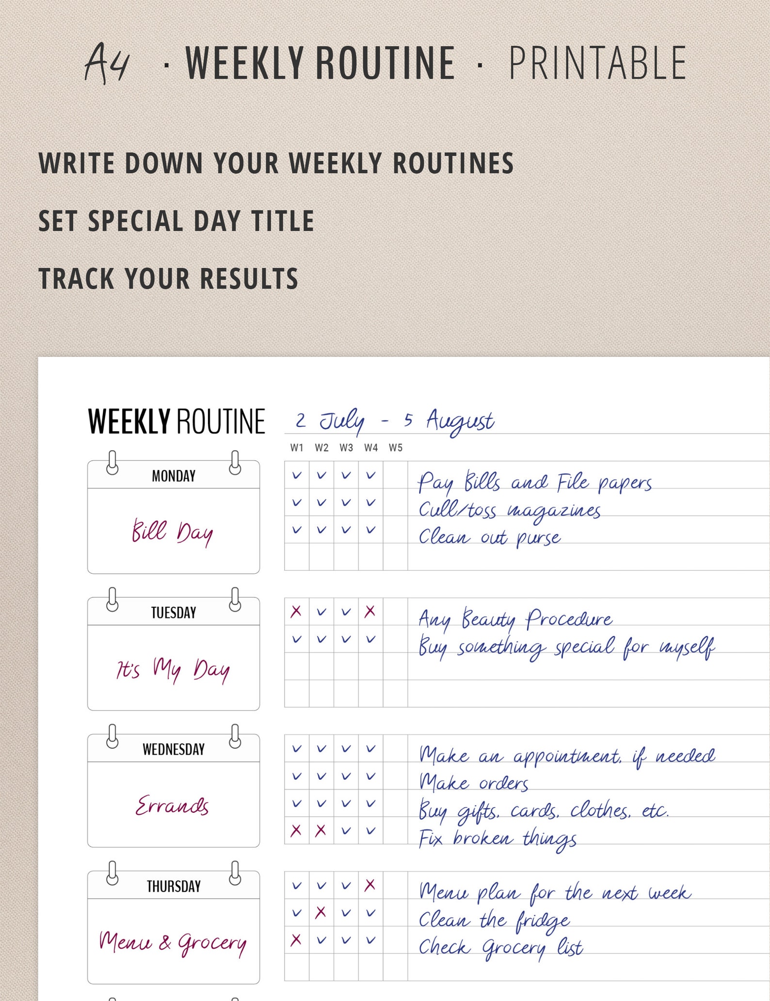 Flylady Control Journal Daily Routines and Zone Cleaning Checklist ...