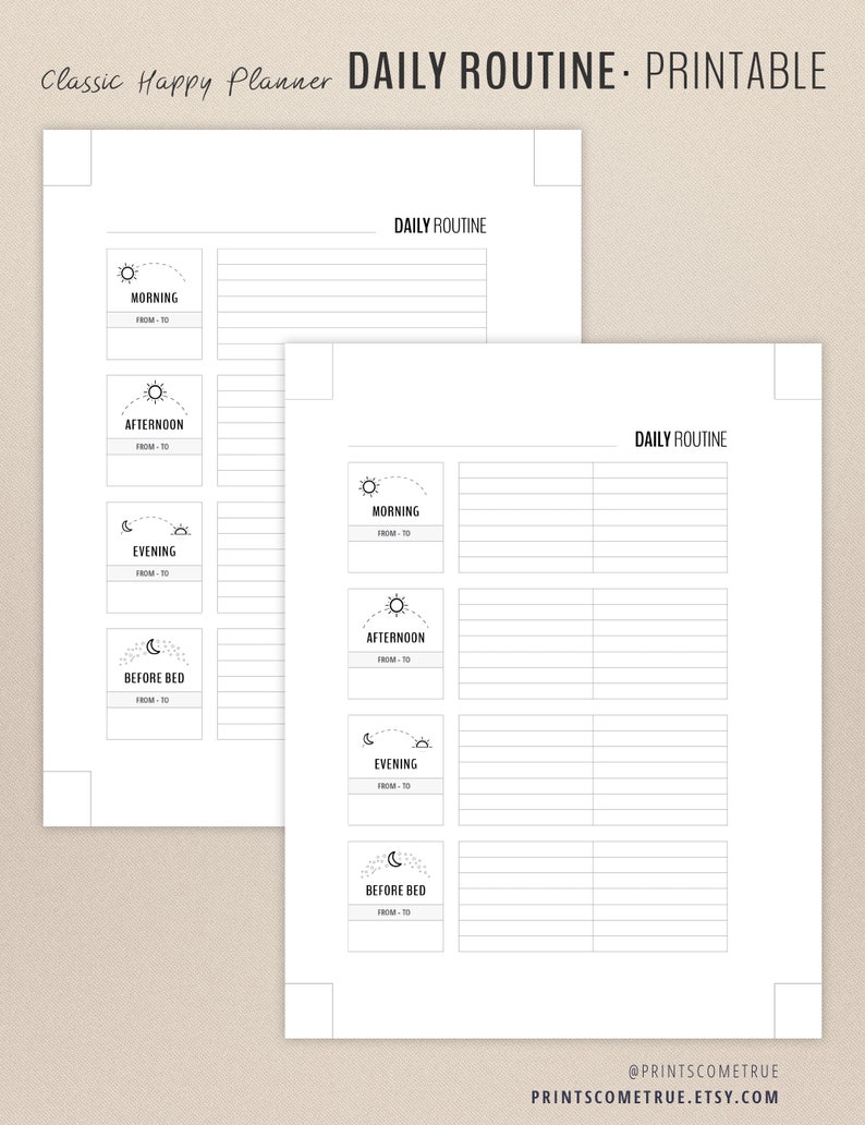 Daily Routine for Classic Happy Planner | Printable Template Insert of ...