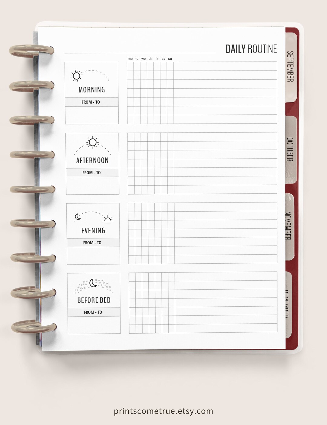 Daily Routine for Classic Happy Planner Printable Template Insert of ...