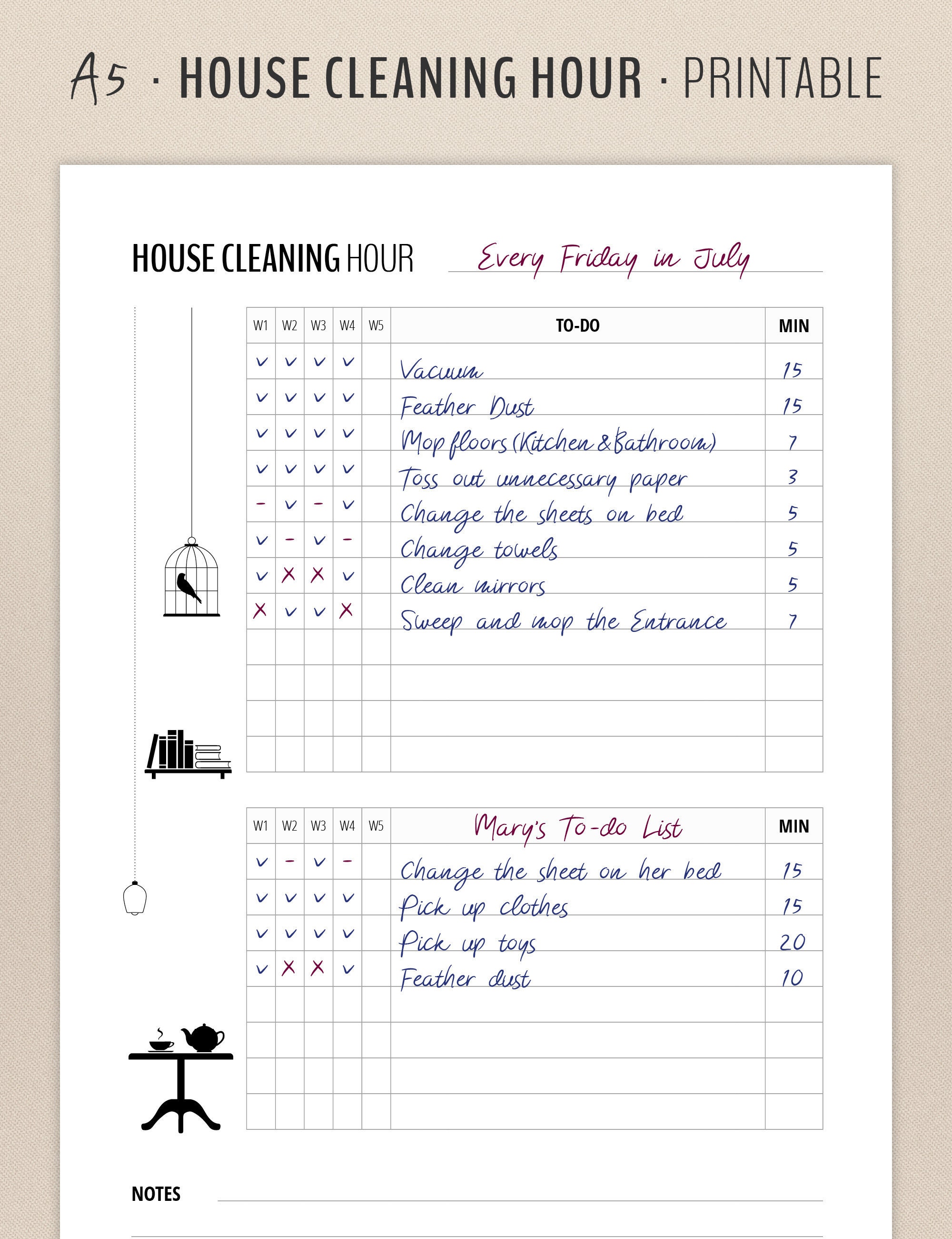 Flylady Cleaning Checklist | Home Blessing Hour | Printable Planner ...