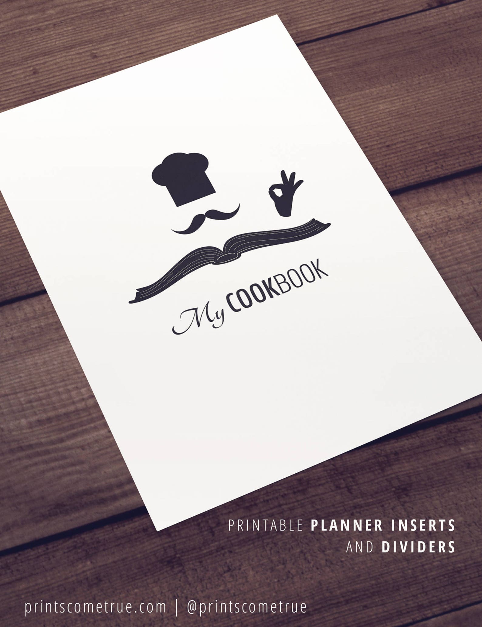 Cookbook Templates | Printable Recipe Binder for Men | Black & White ...