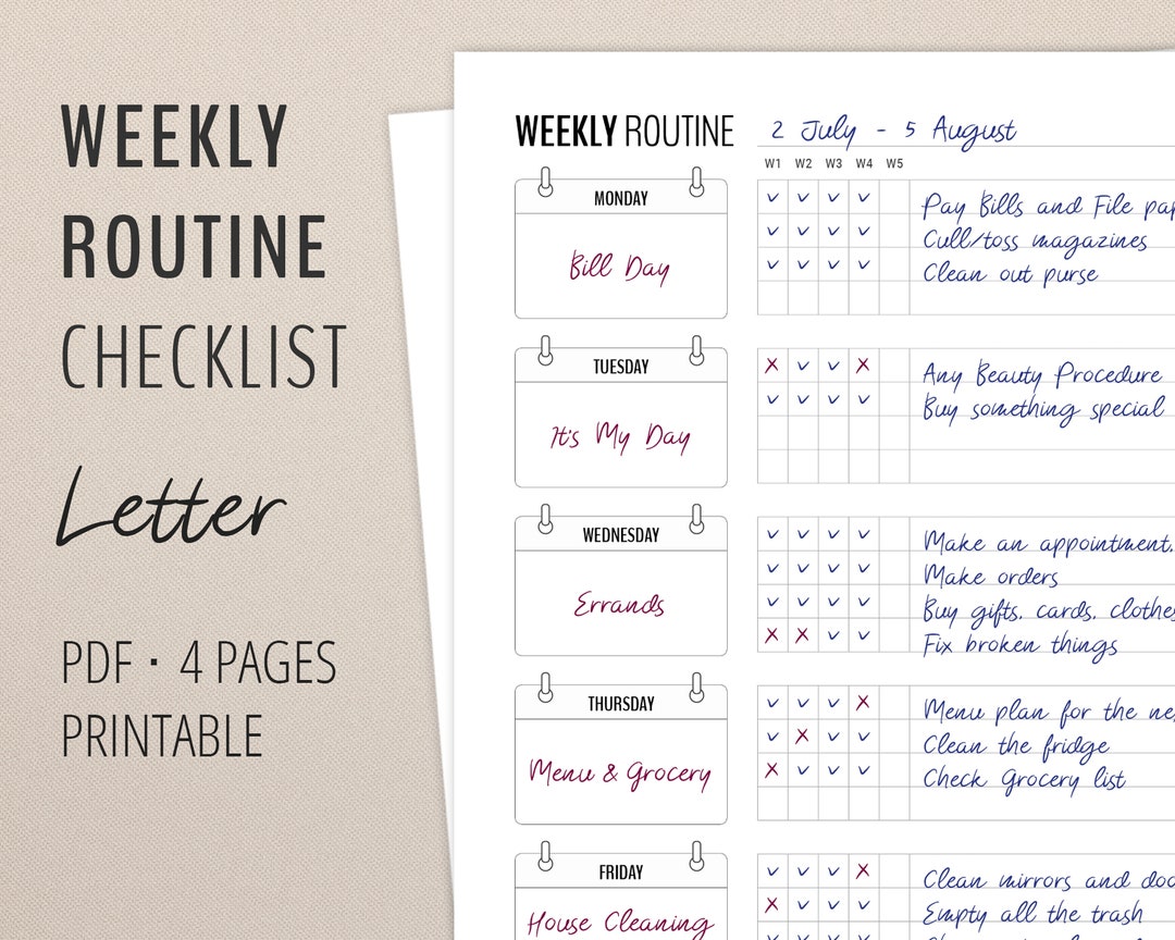 Weekly Routine for Flylady Control Journal Cleaning Routine - Etsy