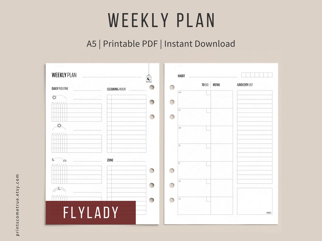 Flylady Weekly Planner for Control Journal Daily Routines, Cleaning ...