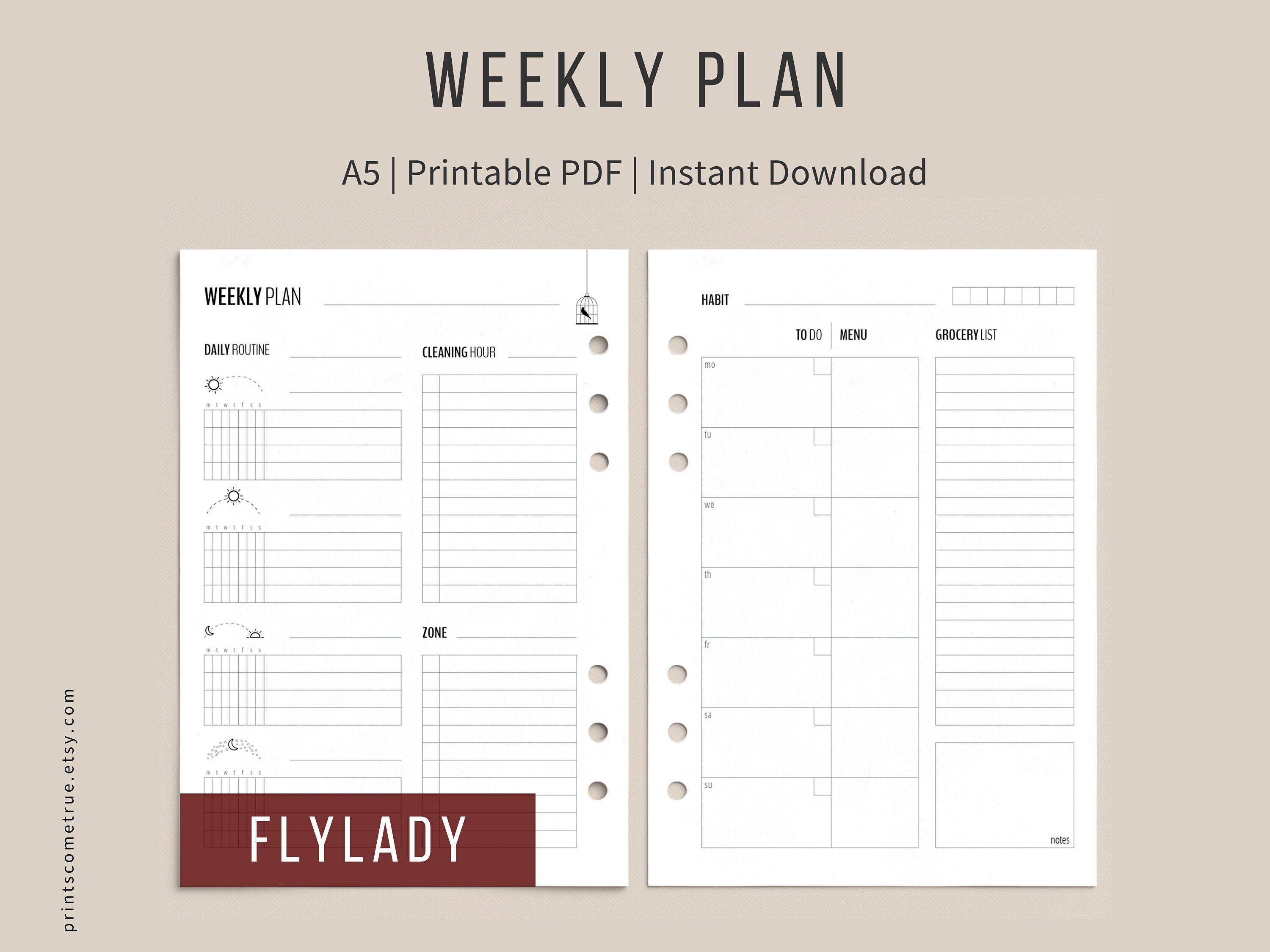 Flylady Weekly Planner for Control Journal Daily Routines, Cleaning ...