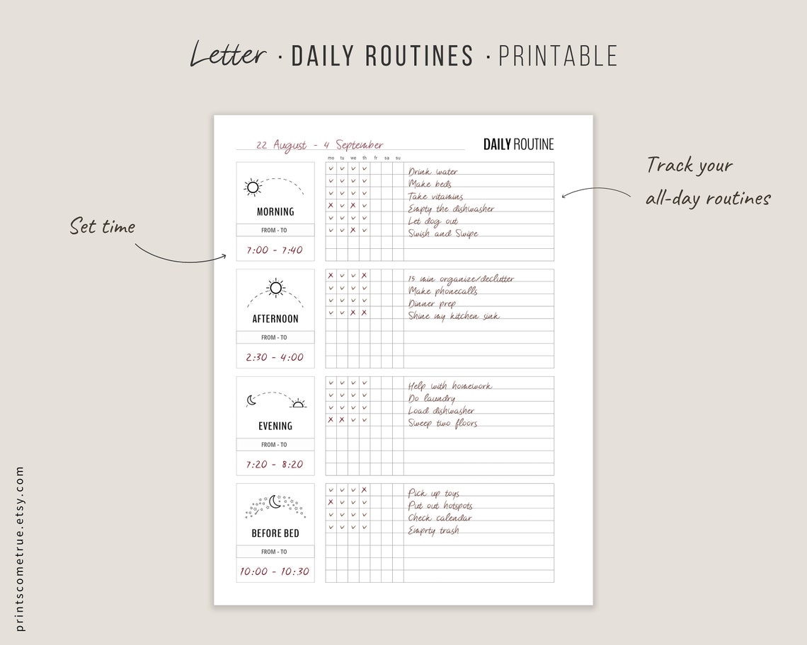 Daily Routine Checklist for Flylady Control Journal Morning - Etsy