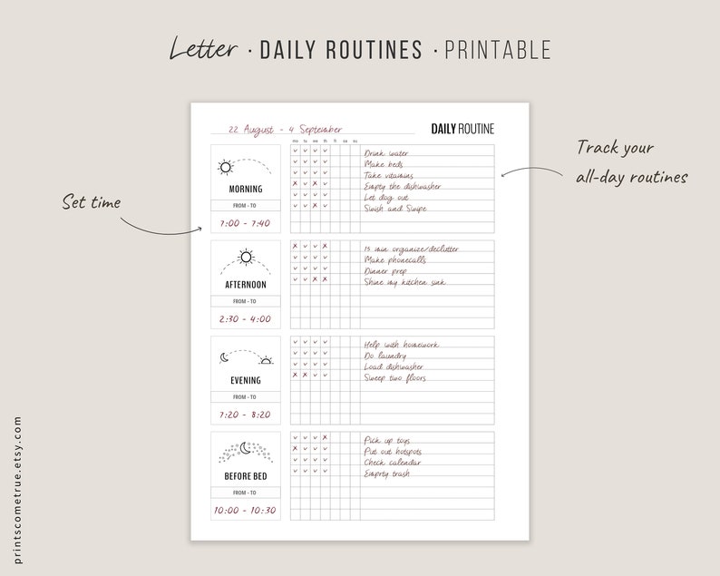 Daily Routine Checklist for Flylady Control Journal Morning - Etsy