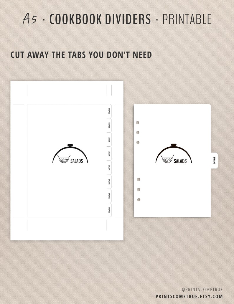 Recipe Dividers for Printable Cookbook in Minimalist and - Etsy