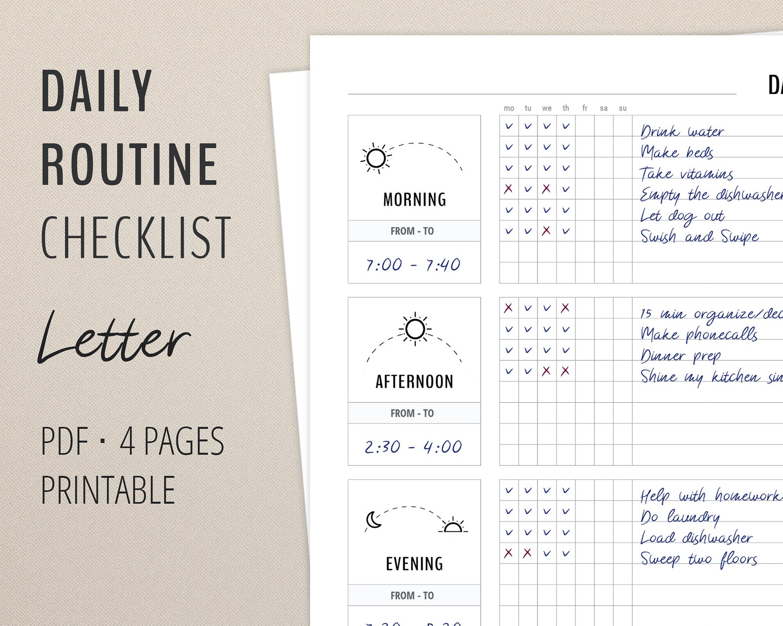 Daily Routine Planner Flylady Morning Routine Checklist - Etsy Canada
