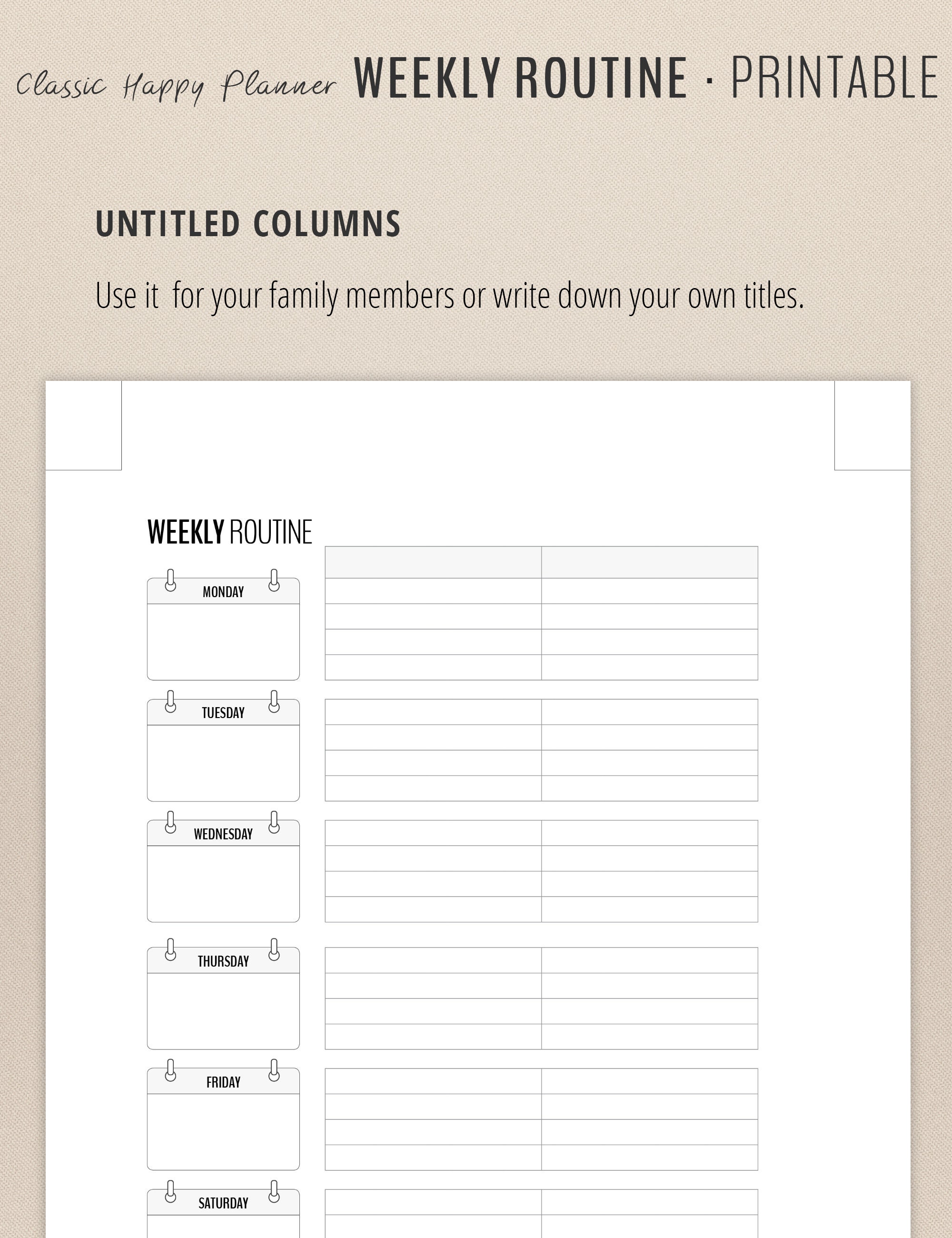 Flylady Weekly Routine for Classic Happy Planner Control - Etsy