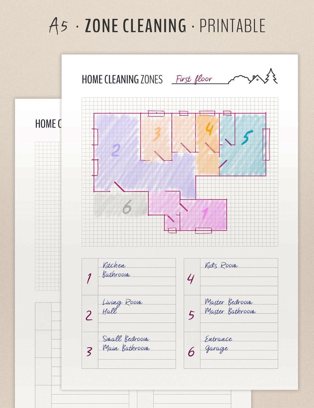 Flylady Zone Cleaning Checklists Printable Planner Inserts for Control ...