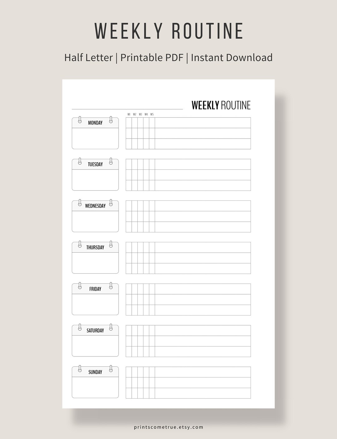 Flylady Weekly Routine Checklist for Control Journal Half Letter ...