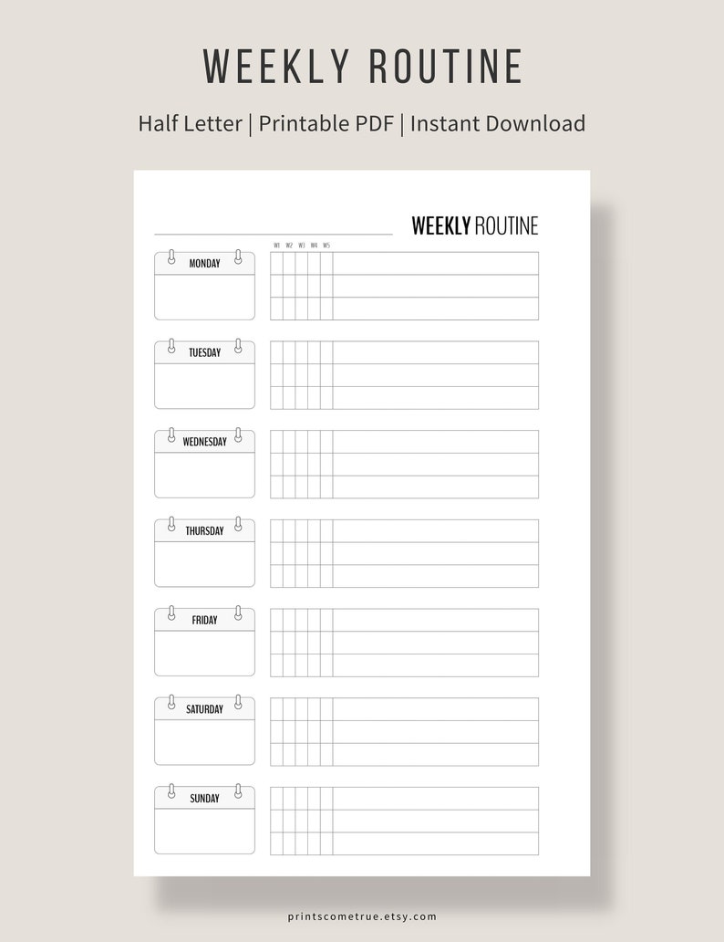 Flylady Weekly Routine Checklist for Control Journal Half Letter ...