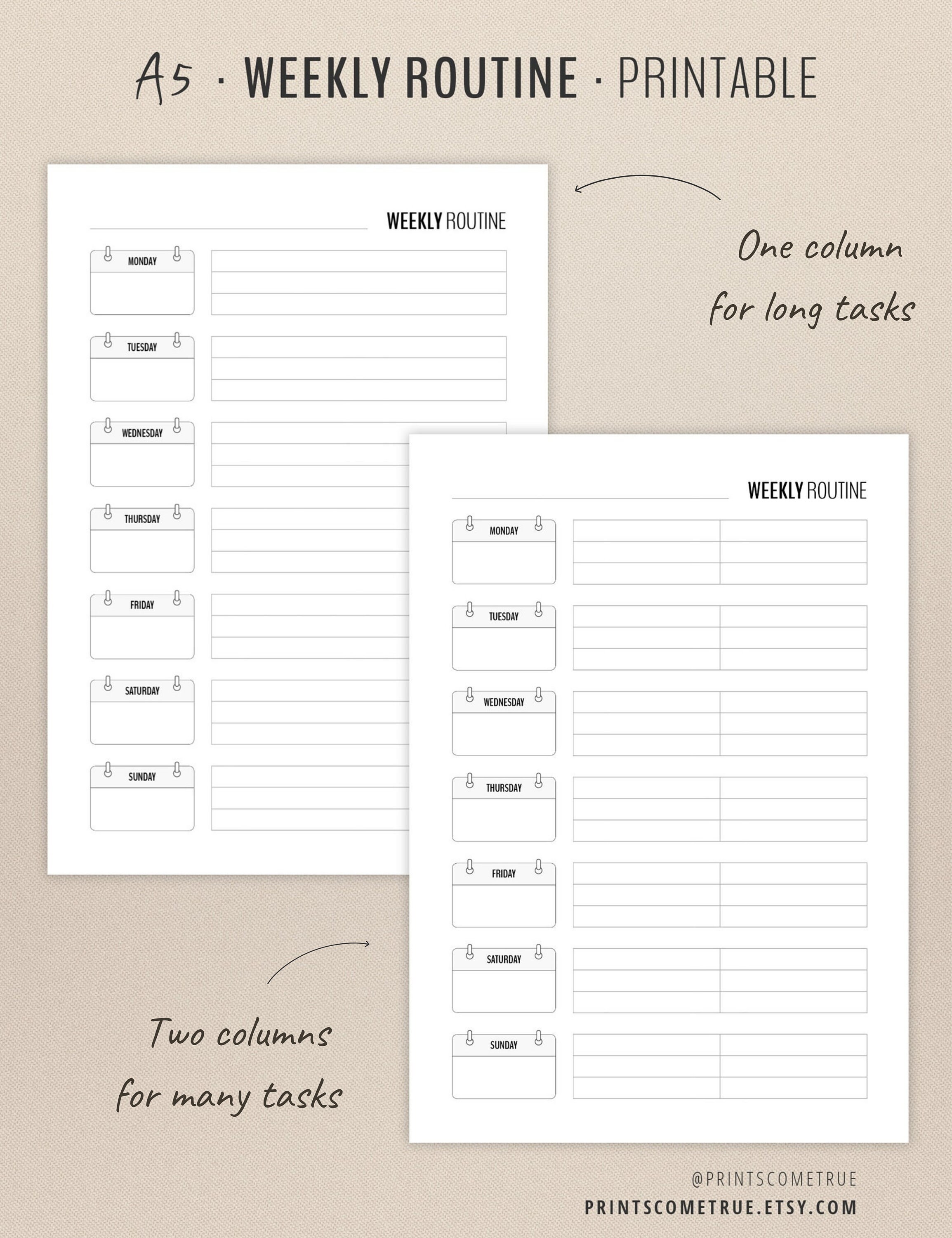 Weekly Routine Checklist Printable, Habit Tracker, Cleaning Planner ...