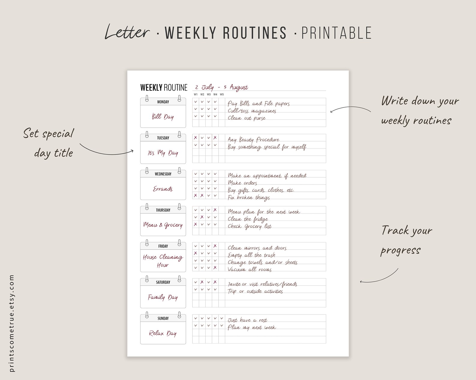 Weekly Routine for Flylady Control Journal | Cleaning Schedule | Home ...