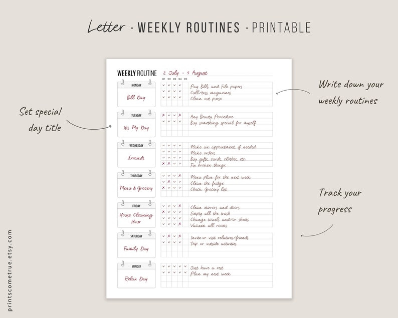 Weekly Routine for Flylady Control Journal Cleaning Routine - Etsy