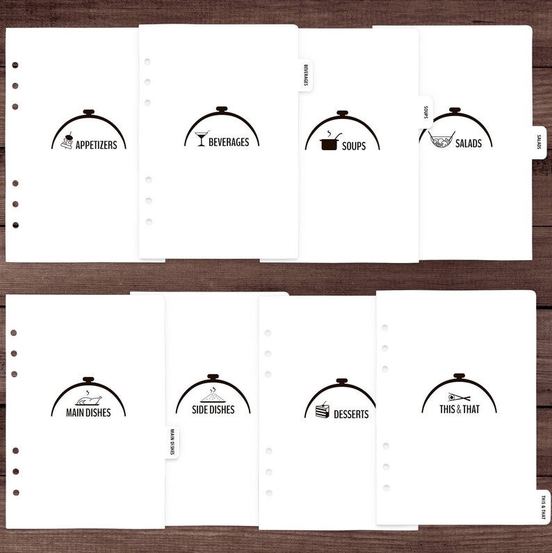 Recipe Dividers for Printable Cookbook in Minimalist and | Etsy