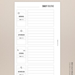 Daily Routine Checklist for Personal Planner, Morning and Bedtime Habit ...