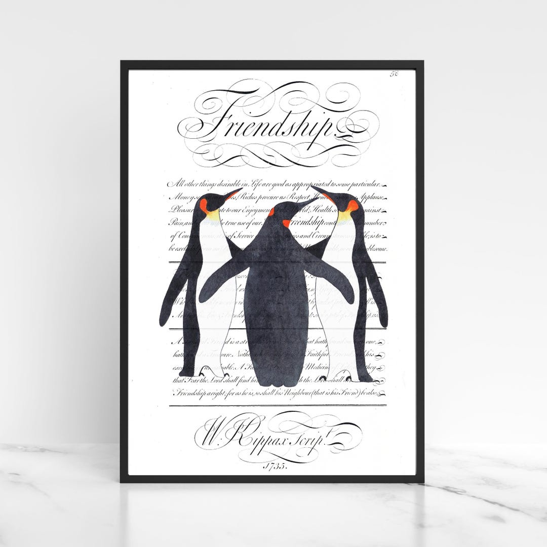 Penguin Friendship Printable Contemporary Artwork From Original ...