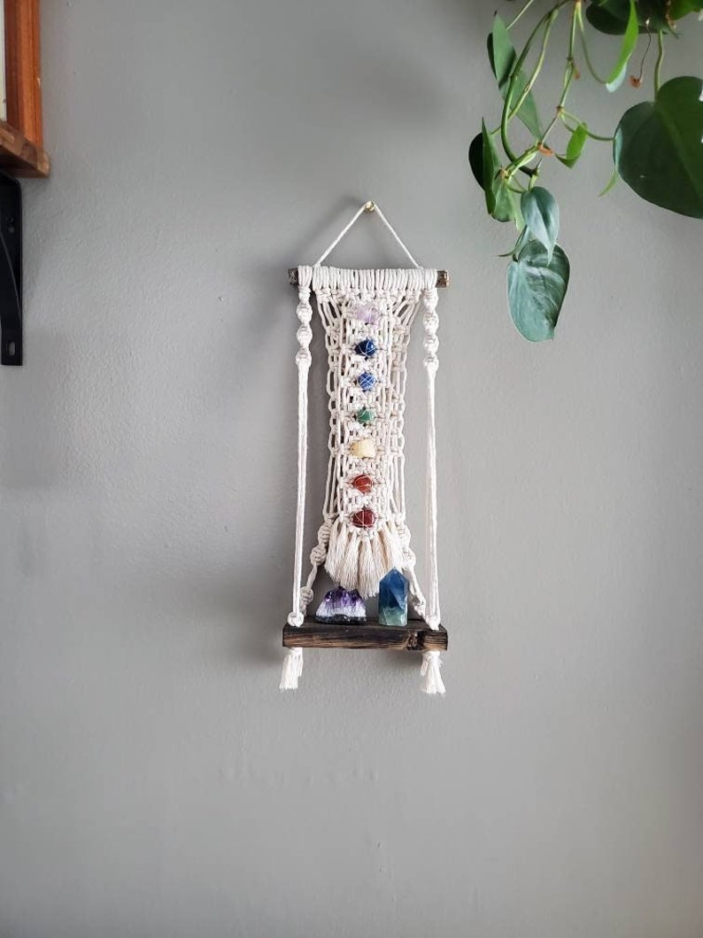 Chakra Macrame Shelf Plant Hanger Combo Chakra Stones | Etsy