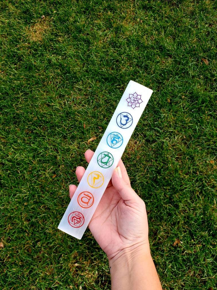 Seven Chakra Engraved Selenite Bar Chakra Healing Chakra - Etsy