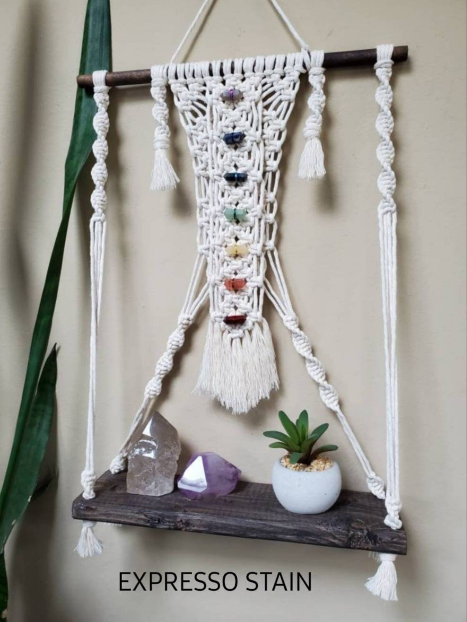 Chakra Macrame Shelf Plant Hanger Combo Chakra Stones | Etsy