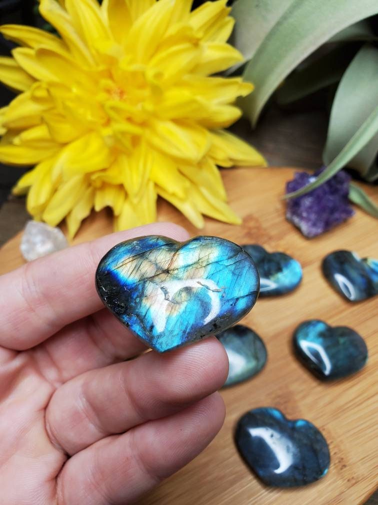Labradorite heart worry stone labradorite palm stone | Etsy