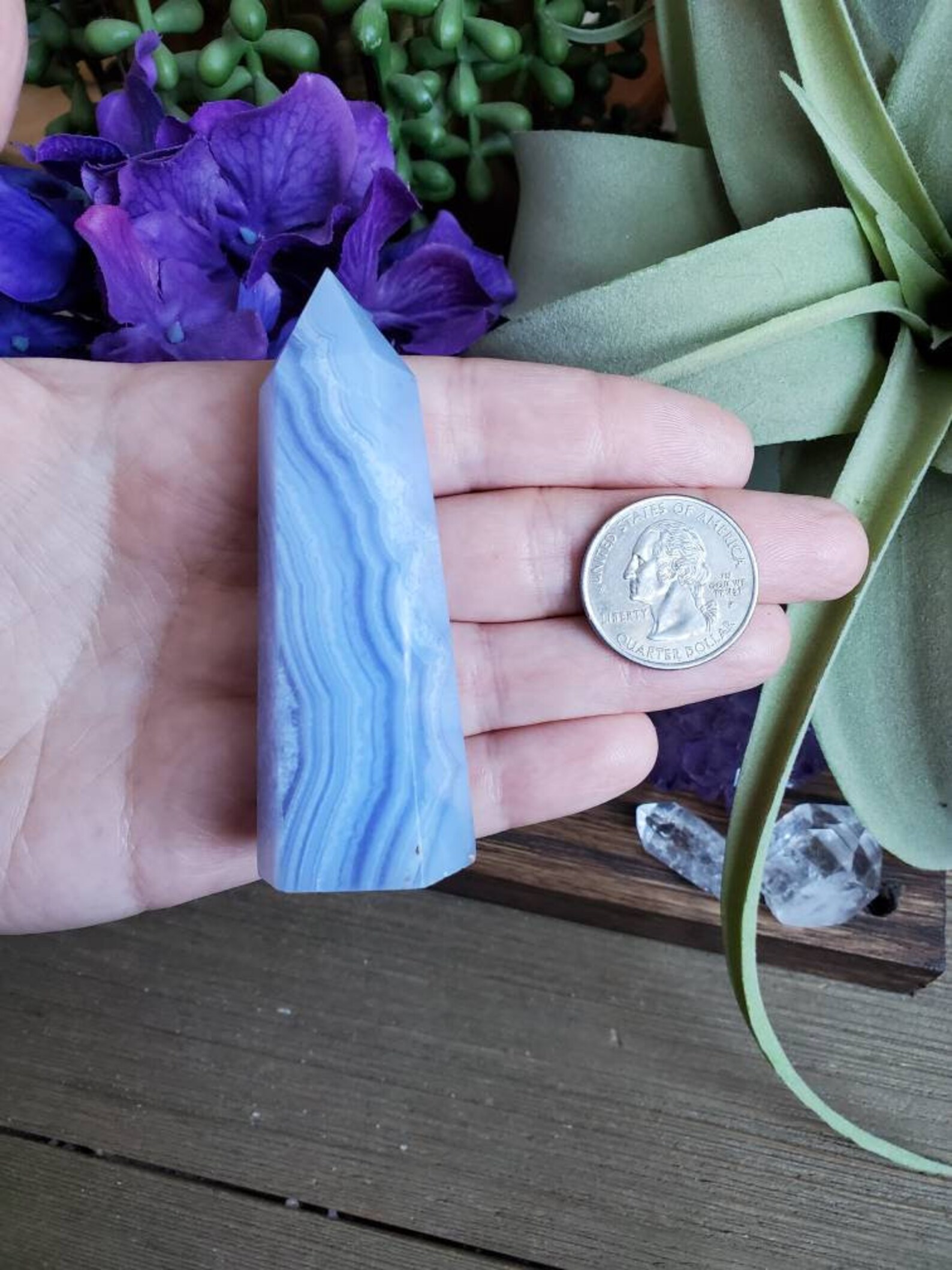 Blue Lace Agate Tower 2.75oz Banded Agate Blue Crystals - Etsy