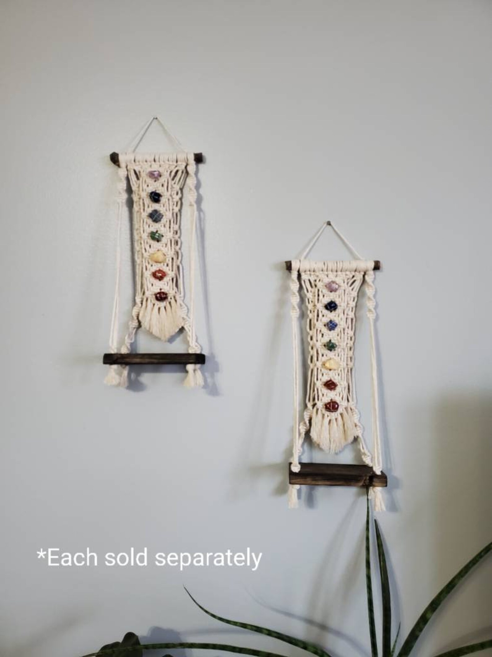 Chakra Macrame Shelf Plant Hanger Combo Chakra Stones | Etsy
