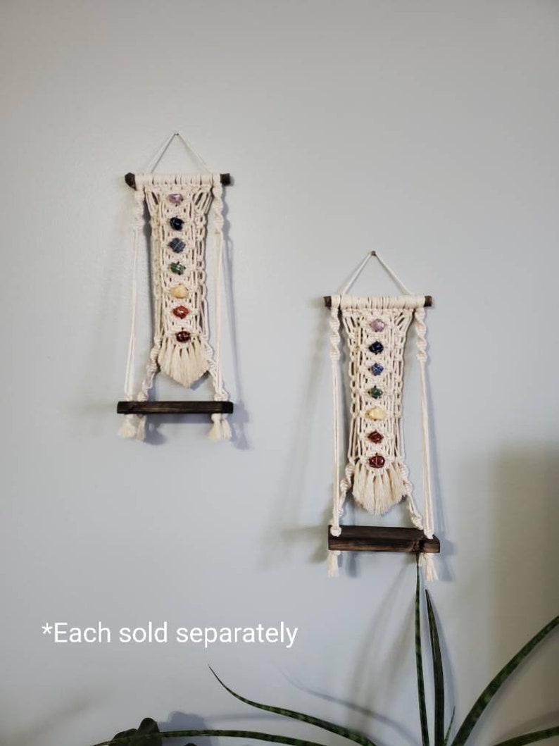 Chakra Macrame Shelf Plant Hanger Combo Chakra Stones | Etsy