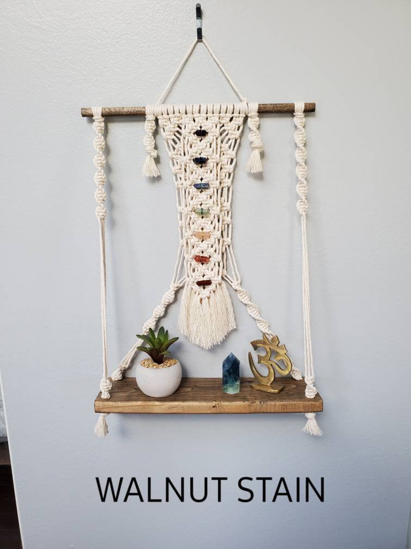 Chakra Macrame Shelf Plant Hanger Combo Chakra Stones | Etsy