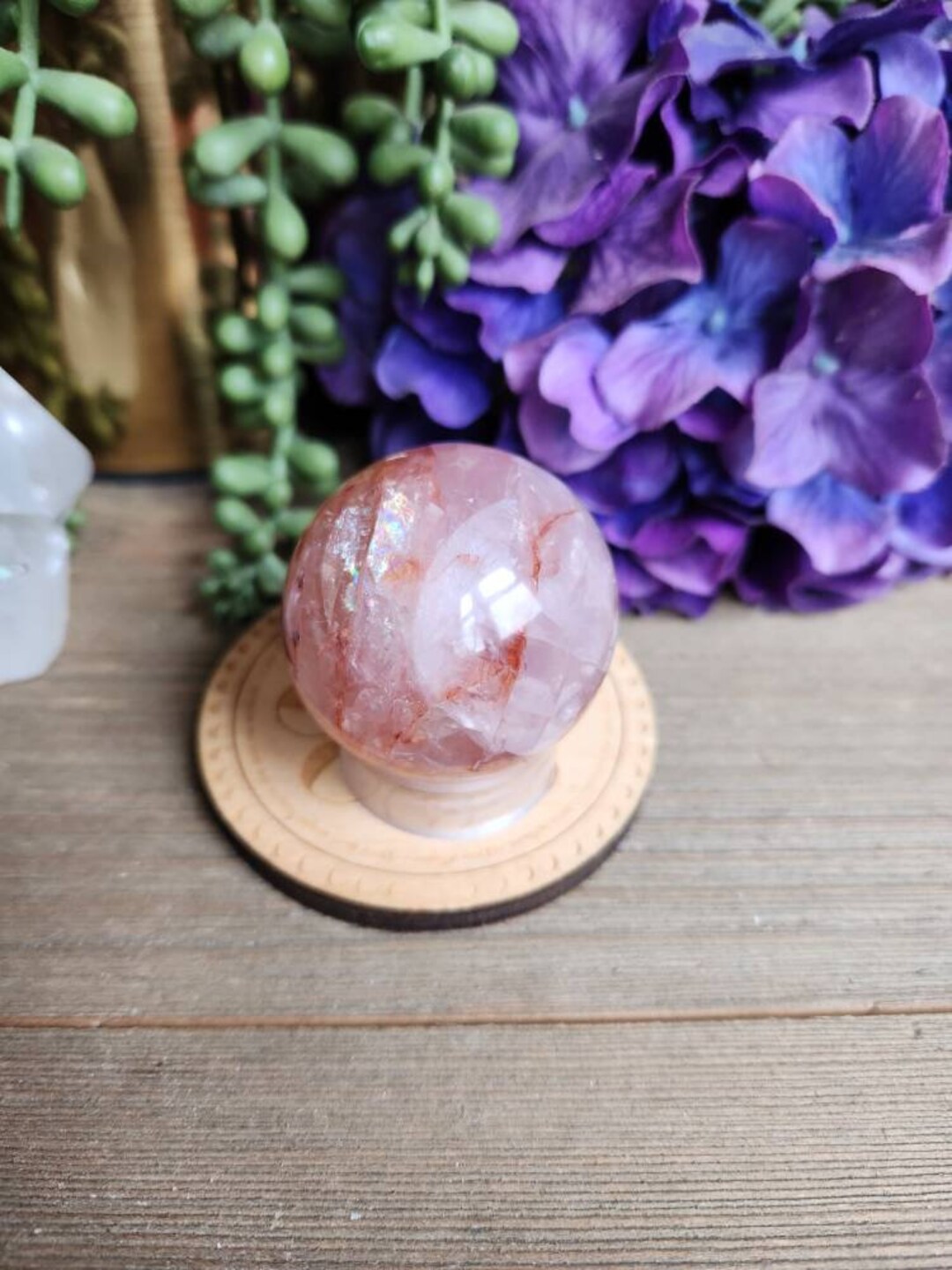 Red Hematoid Quartz Sphere, 43mm, Fire Quartz, Large Tumbled Stone ...