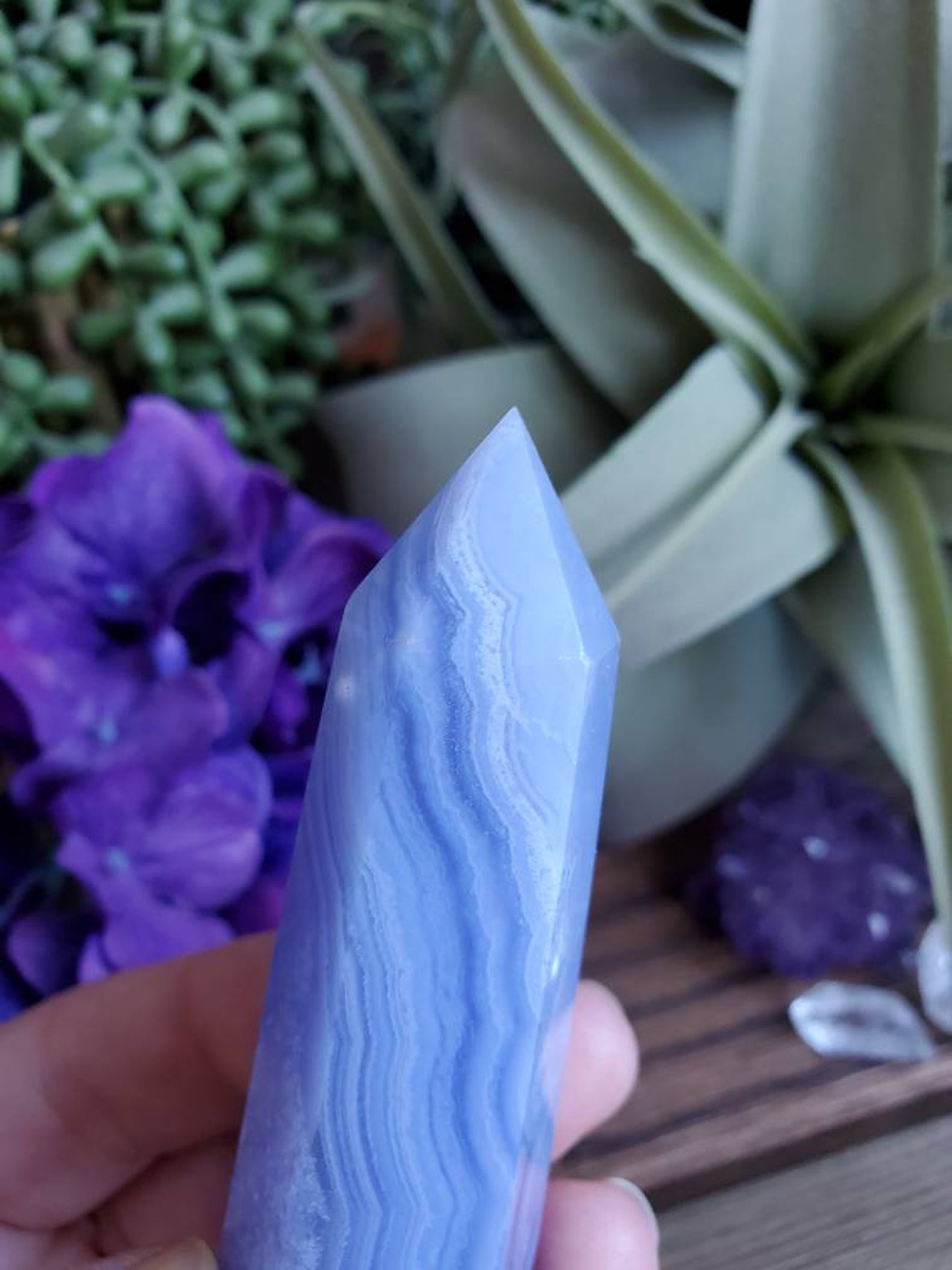 Blue Lace Agate Tower 2.75oz Banded Agate Blue Crystals - Etsy