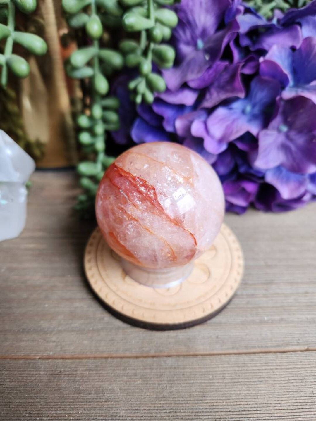 Red Hematoid Quartz Sphere, 47mm, Fire Quartz, Large Tumbled Stone ...