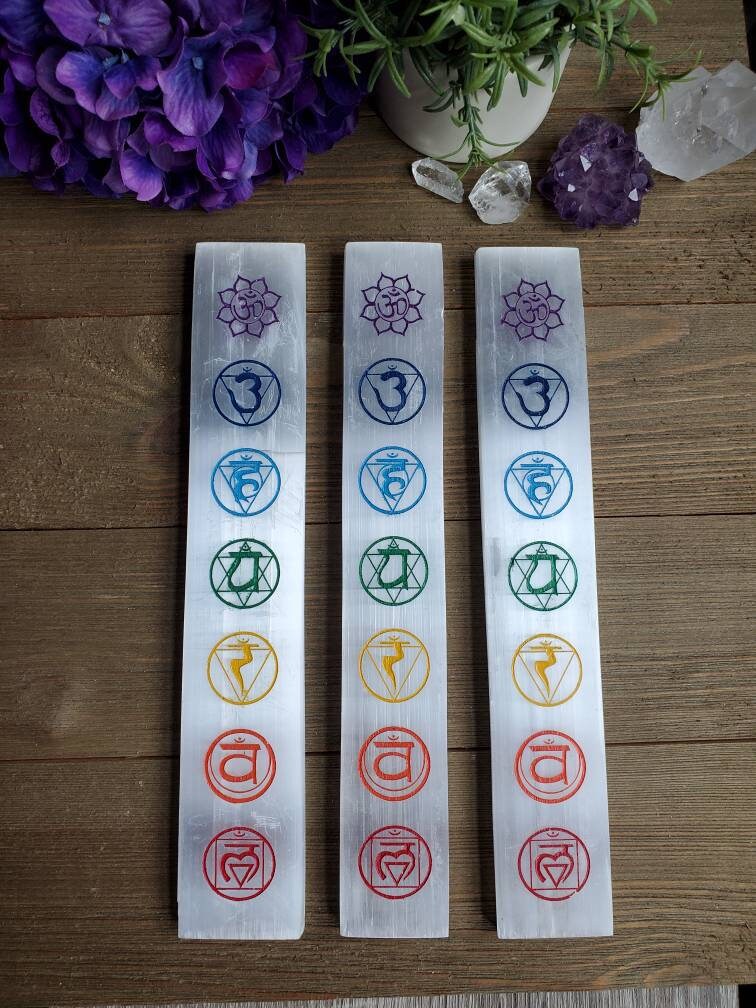 Seven Chakra Engraved Selenite Bar Chakra Healing Chakra - Etsy