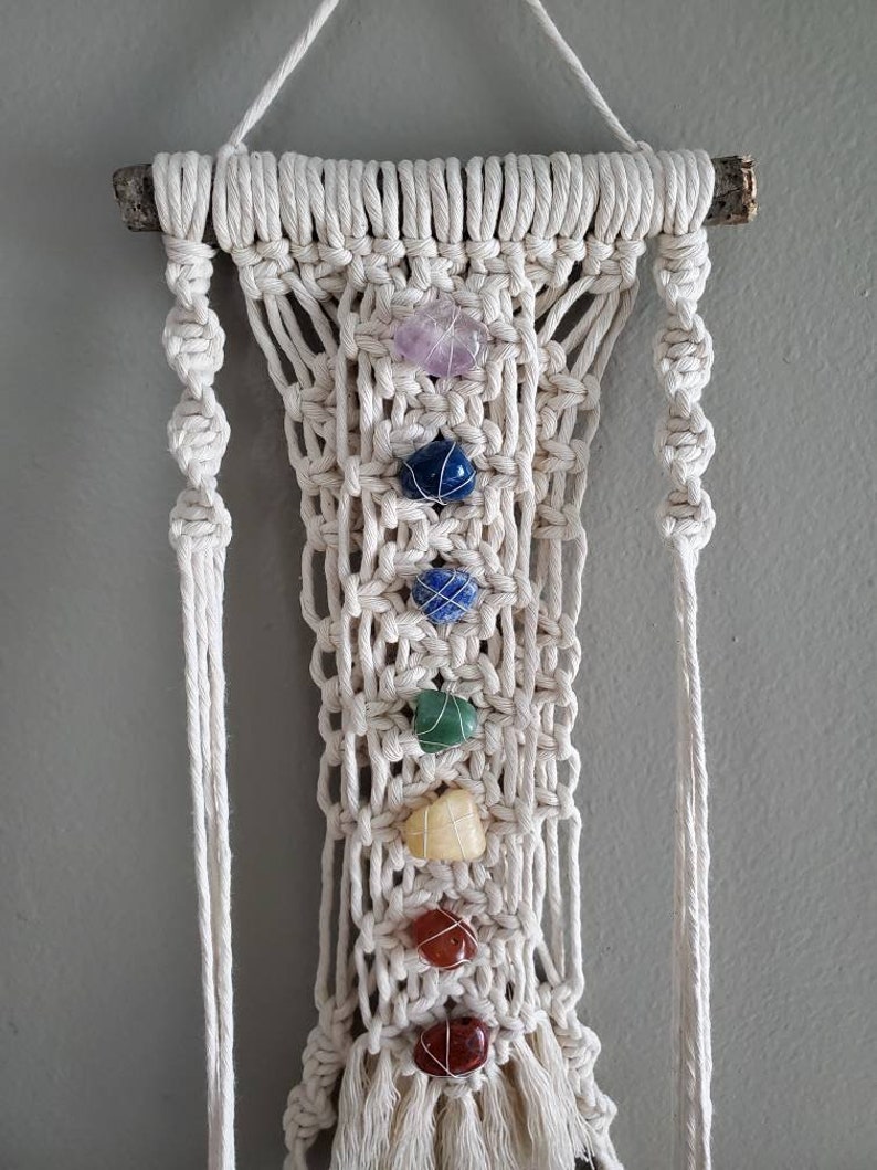 Chakra Macrame Shelf Plant Hanger Combo Chakra Stones | Etsy