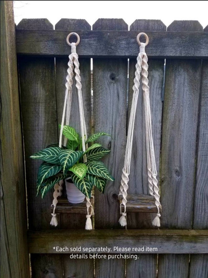 Macrame Hanging Plant Stand Hanging Shelf Reclaimed Wood - Etsy