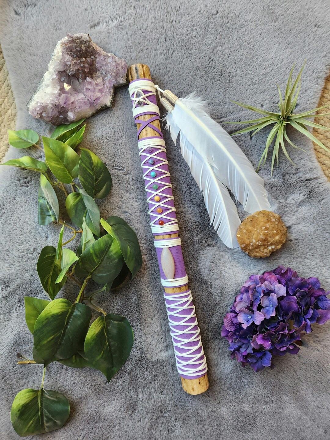 Chakra Rainstick, Spirit Stick, Totem, Crystals, Altar Decoration ...