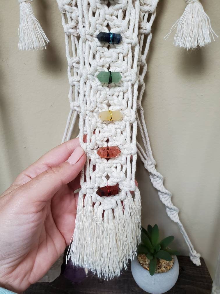 Chakra Macrame Shelf Plant Hanger Combo Chakra Stones - Etsy Canada