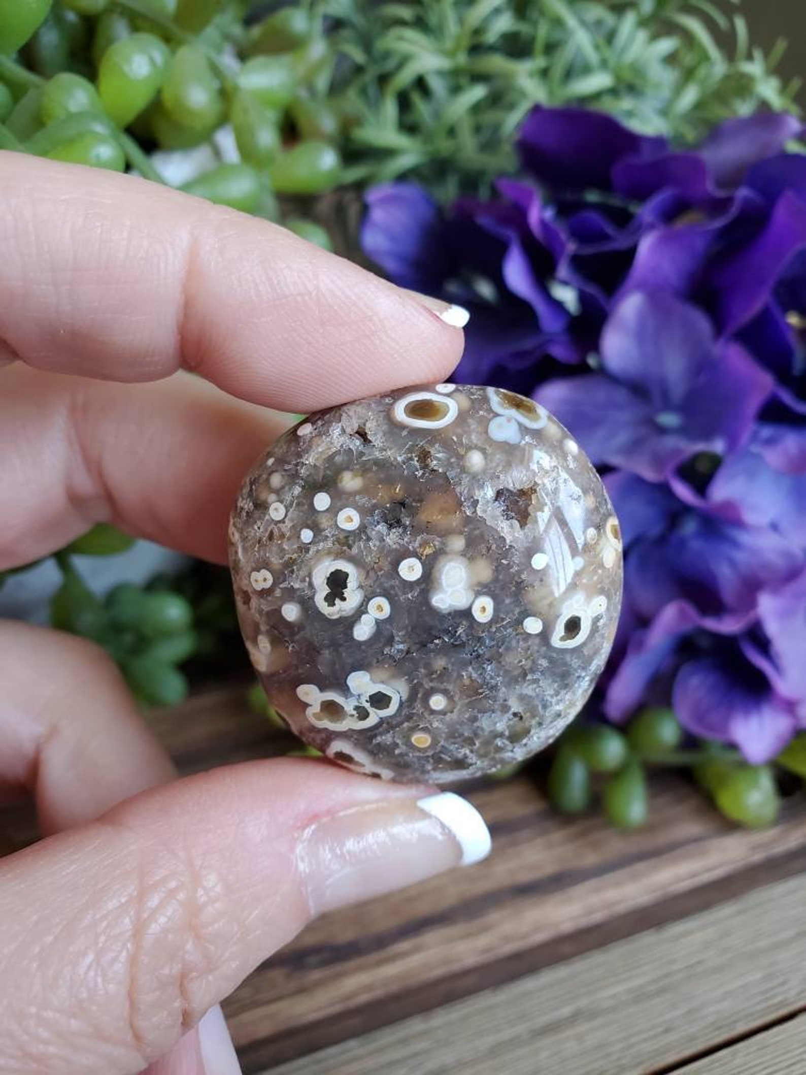 Ocean Jasper Palm Stone, Orbicular Jasper, Sacred Geometry, Large ...