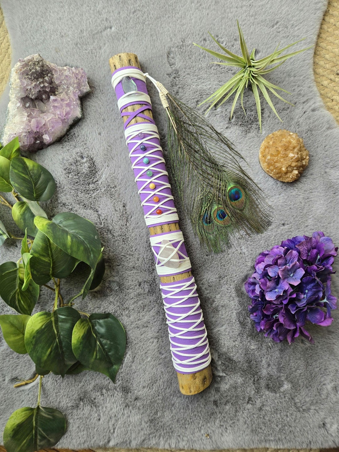 Chakra Rainstick, Spirit Stick, Totem, Crystals, Altar Decoration ...