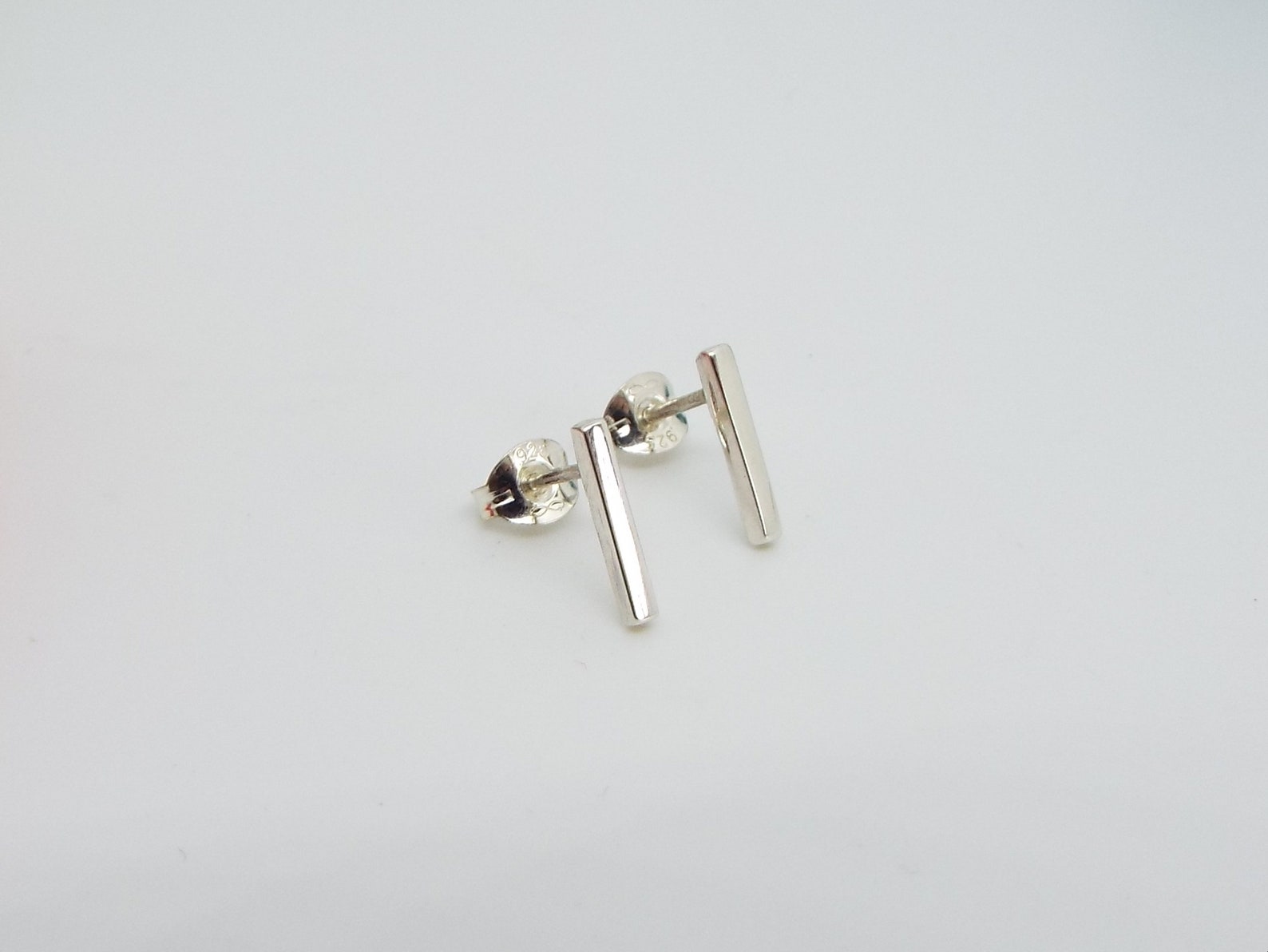 Bar Stud Earrings Bar Earrings Silver Earrings Sterling | Etsy