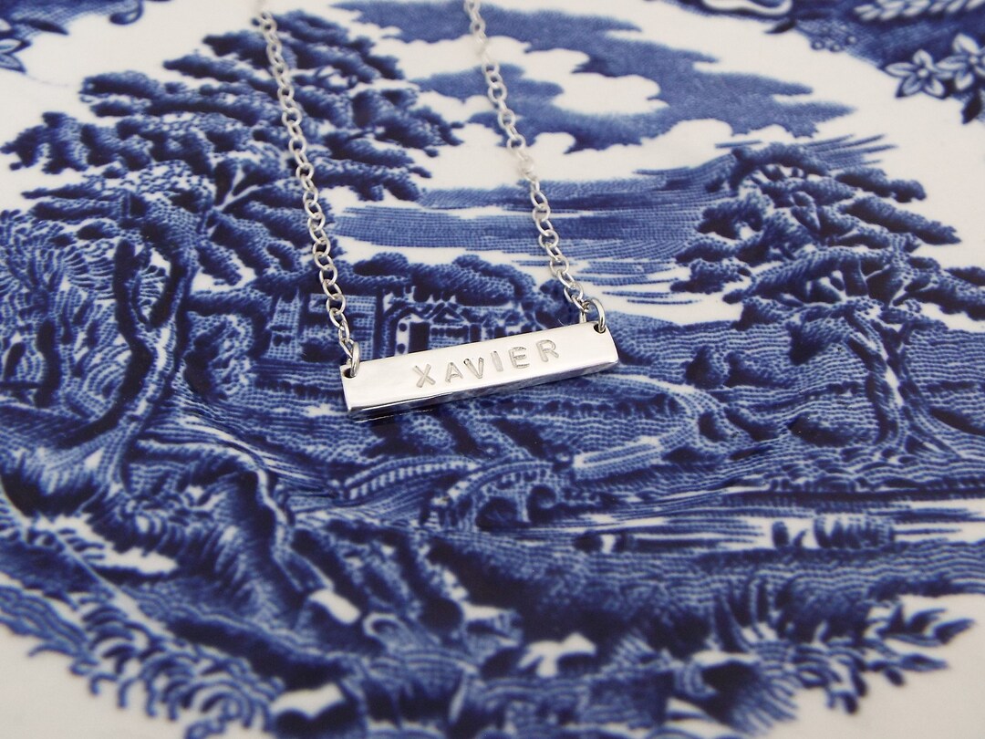 Dainty Bar Necklace Collar personalizado Collar de plata - Etsy España