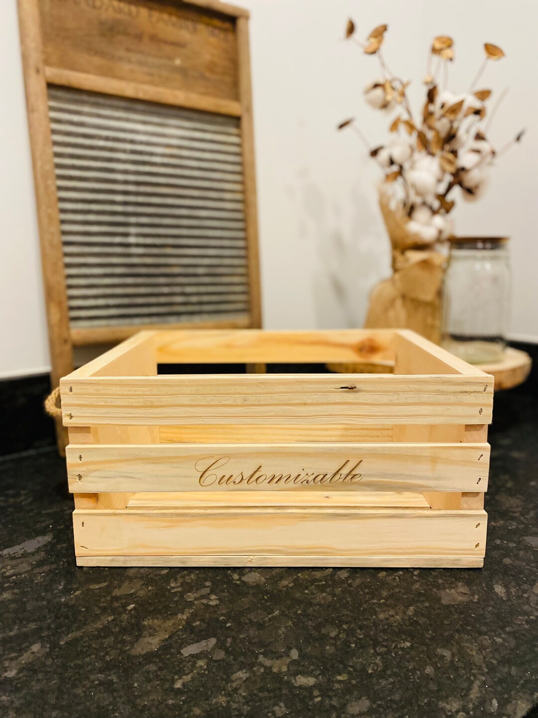 Wooden Crate - Wooden Storage - Personalized Wooden Crate - Gift Basket ...