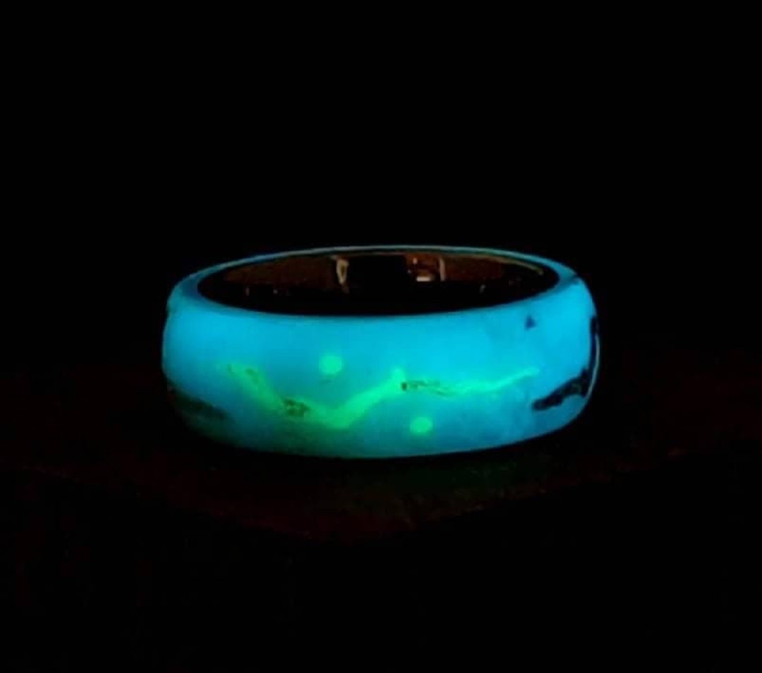 The Jedi Bone Glow-in-the-dark Handmade Ring on Comfort Fit Tungsten ...